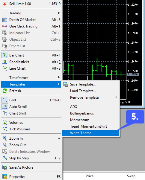 How do I save my work on MetaTrader 5?